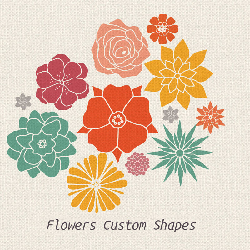 12个花朵PS形状，csh格式 - PS形状 - 素材集市